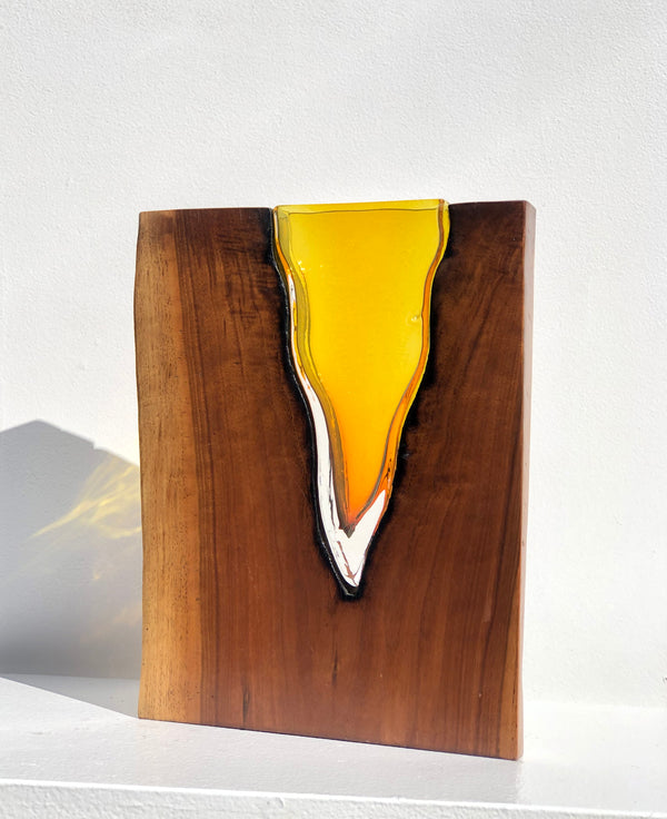 "Topaz Triangle" Hand Blown Topaz Glass with English Walnut - Scott ...